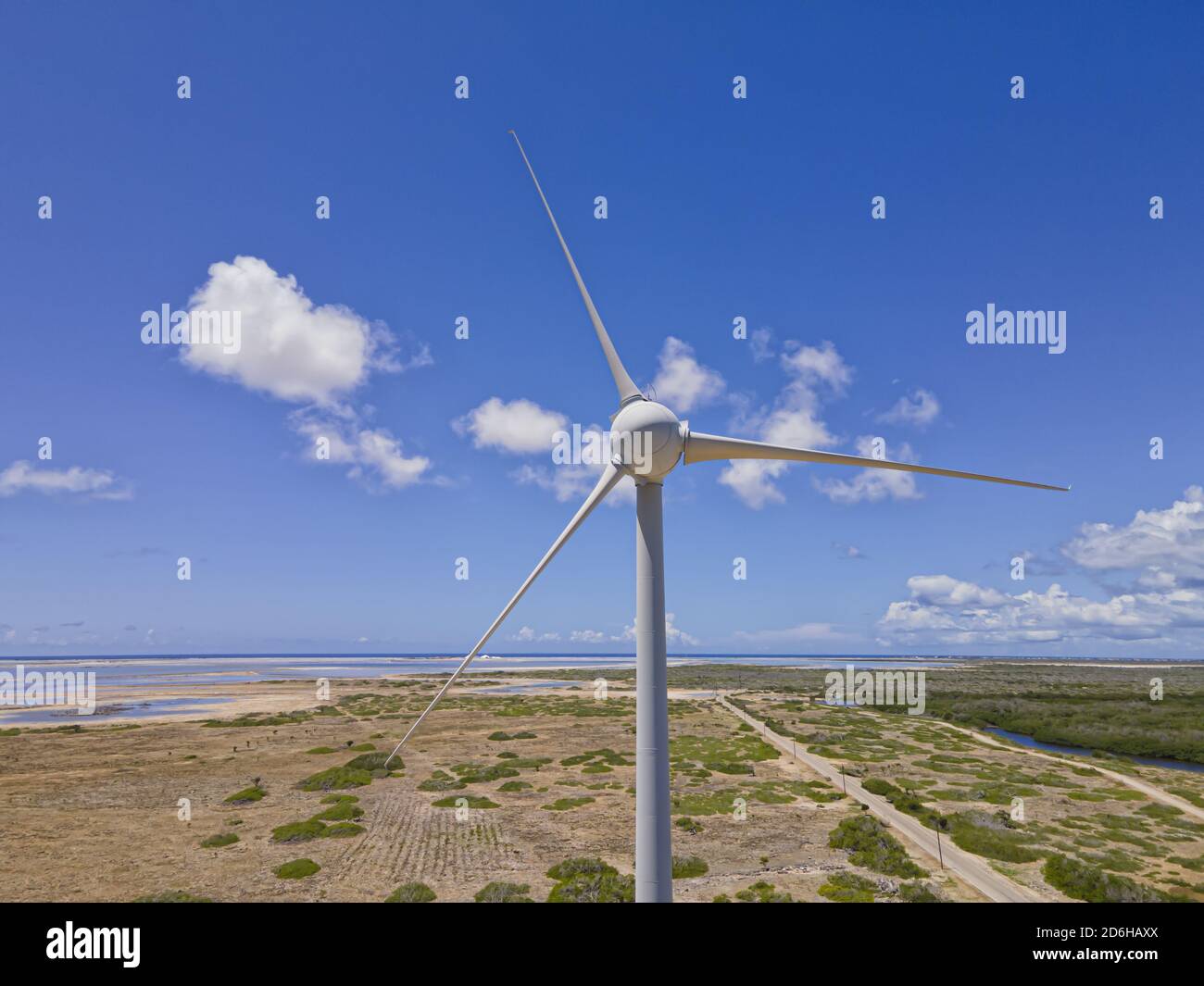 Windturbine standing still, no wind no turning of the turbine Stock ...