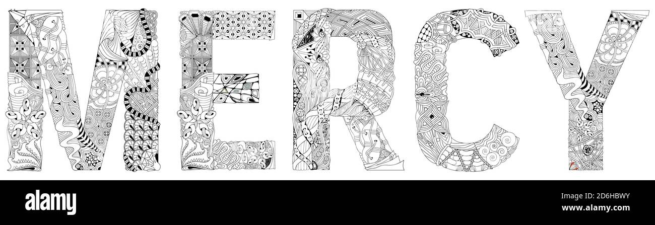 Word MERCY. Vector decorative zentangle object for coloring Stock ...