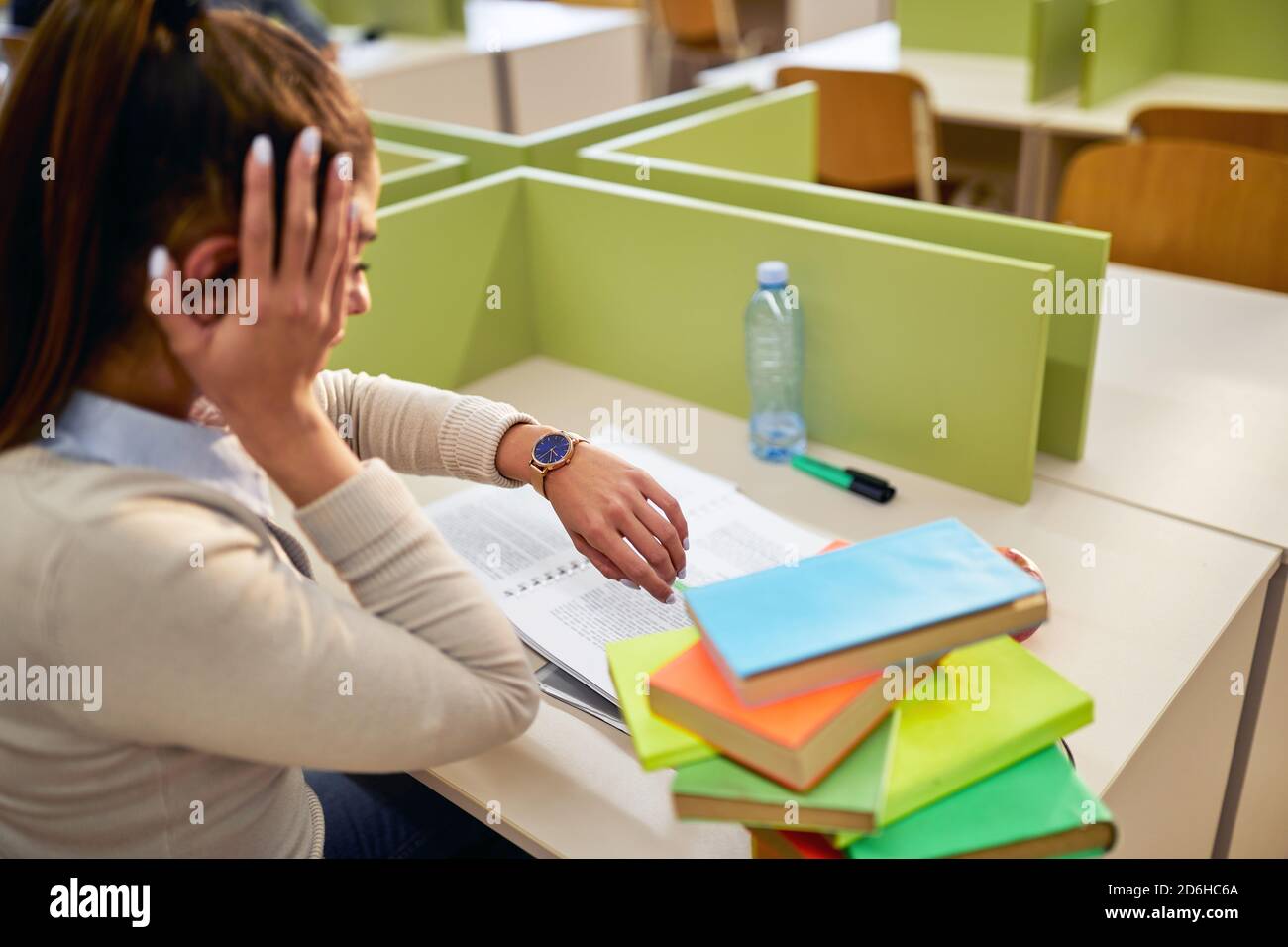 Female student at the university is late for the lecture Stock Photo ...