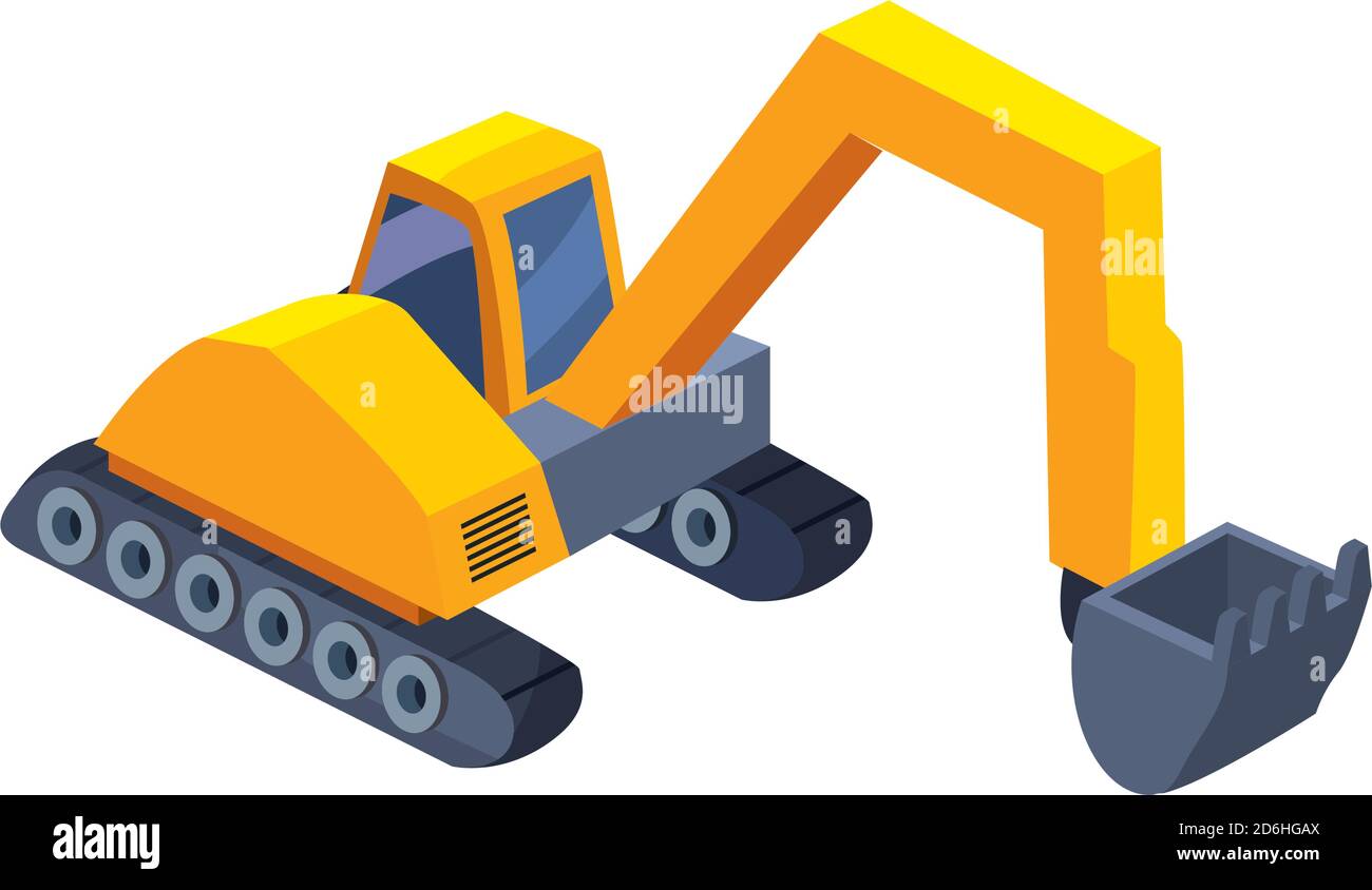 construction excavator isometric style icon design of remodeling ...