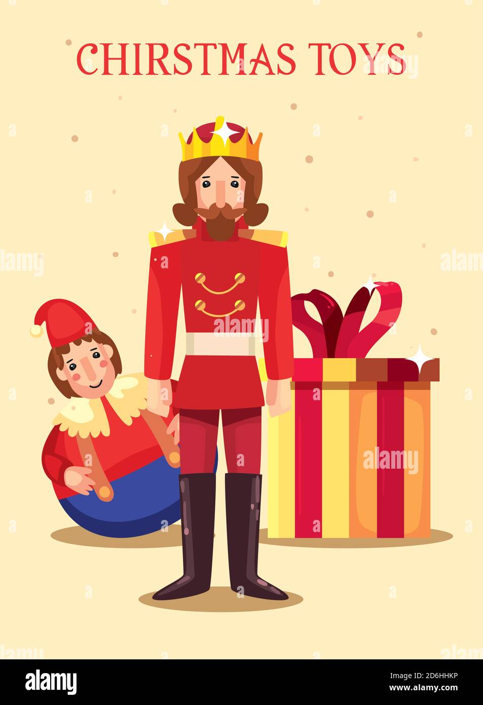 merry christmas gift prince and doll toy design, winter season and ...