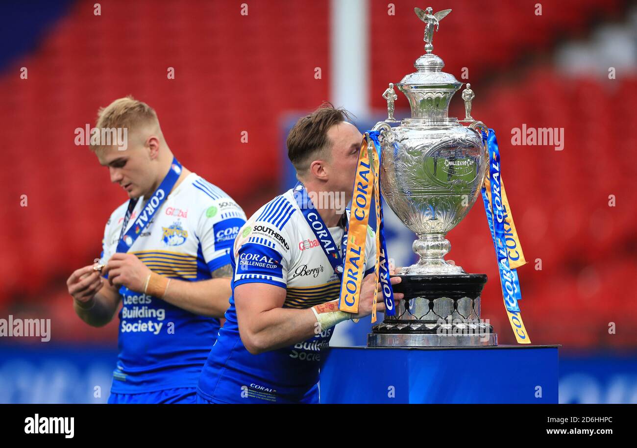 Leeds Rhinos' James Donaldson celebrates with the trophy after the ...