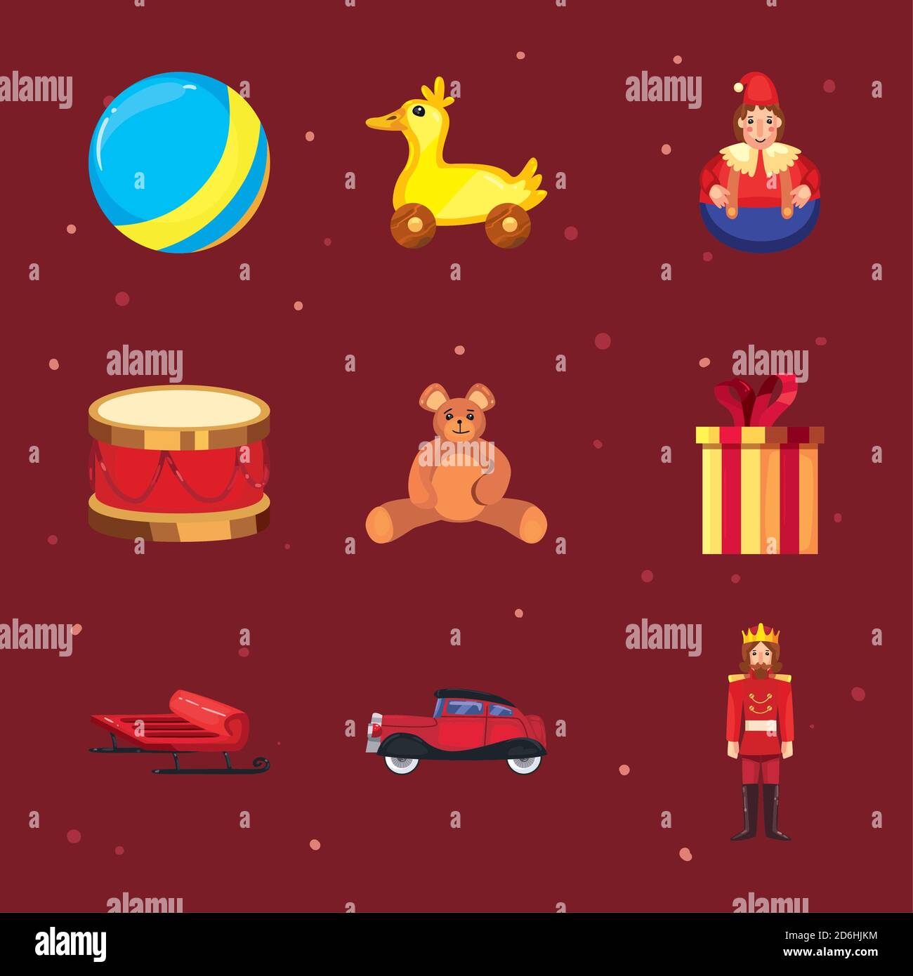 merry christmas toys icon set design, winter season and decoration ...