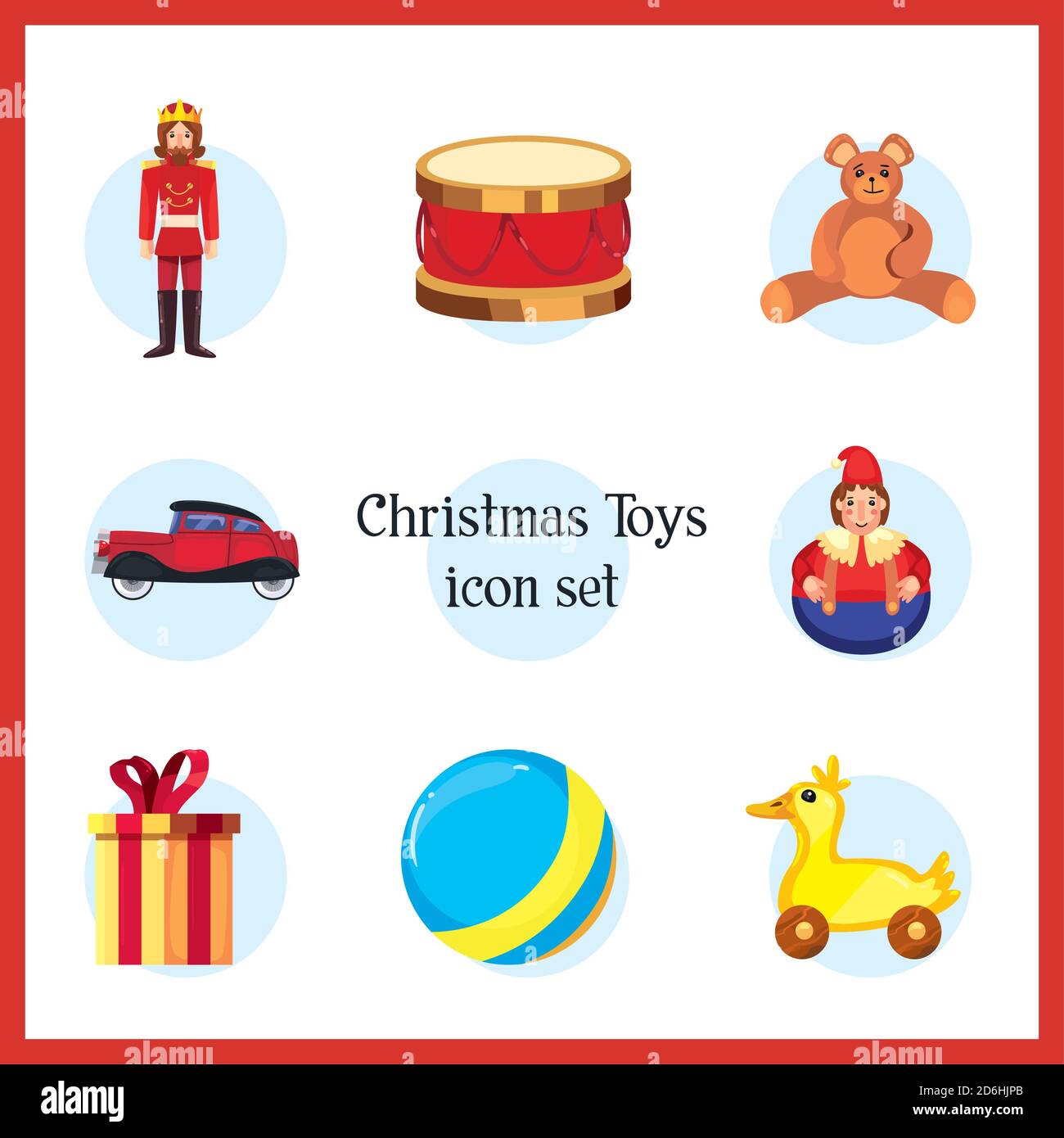 merry christmas toys icon collection design, winter season and ...