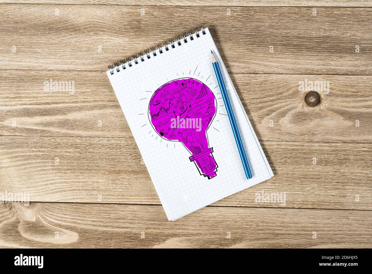 Notepad with pencil and sketches Stock Photo - Alamy