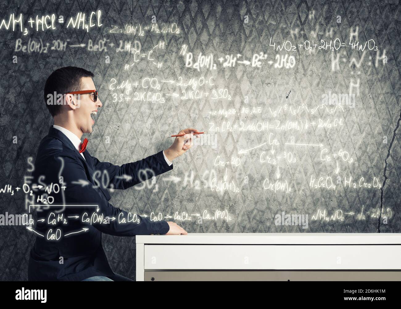 Student drawing science formulas Stock Photo - Alamy