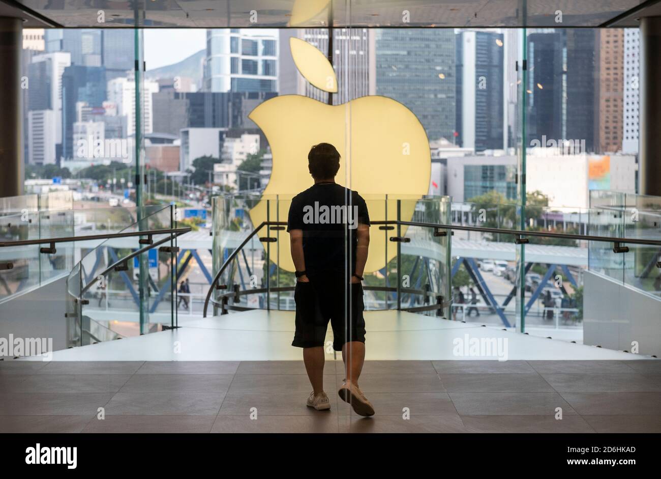 American multinational technology company Apple store and logo seen in ...