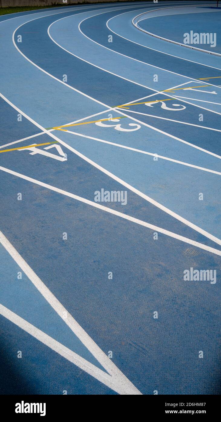 Athletics track view, ready for competition Stock Photo - Alamy
