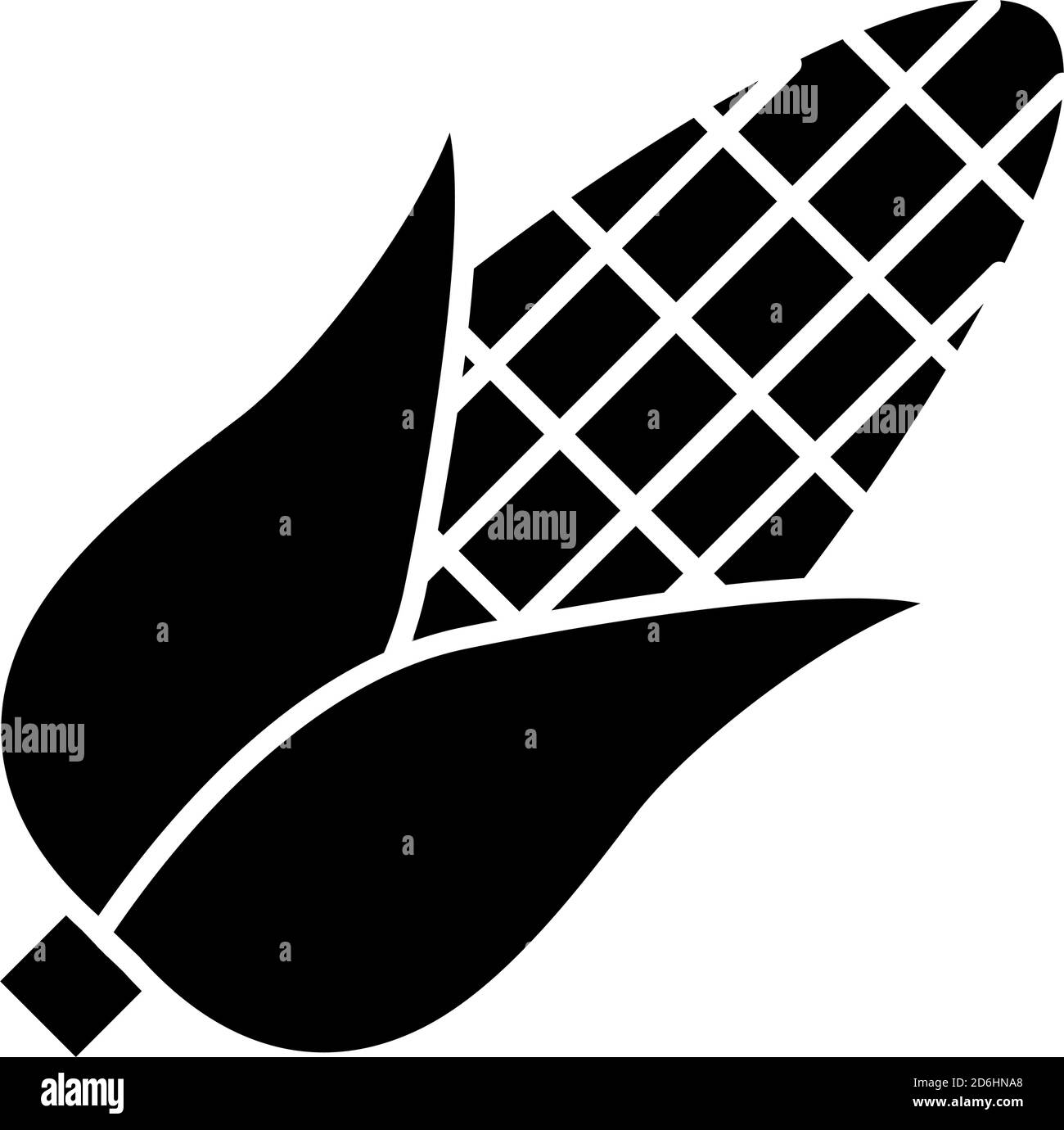 corn cob icon over white background, silhouette style, vector ...