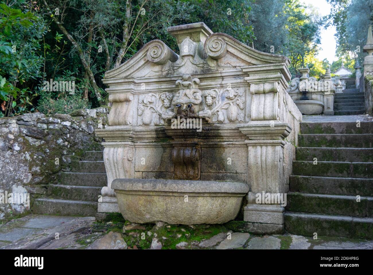 Baroque style fountain from Tibães Monastery aka Mosteiro de Tibães in ...