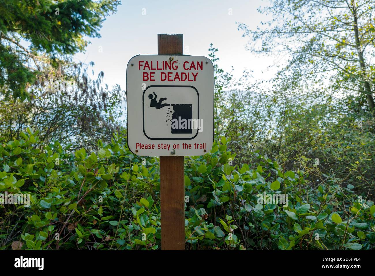 Falling Can Be Deadly warning sign at Spencer Spit State Park on Lopez ...