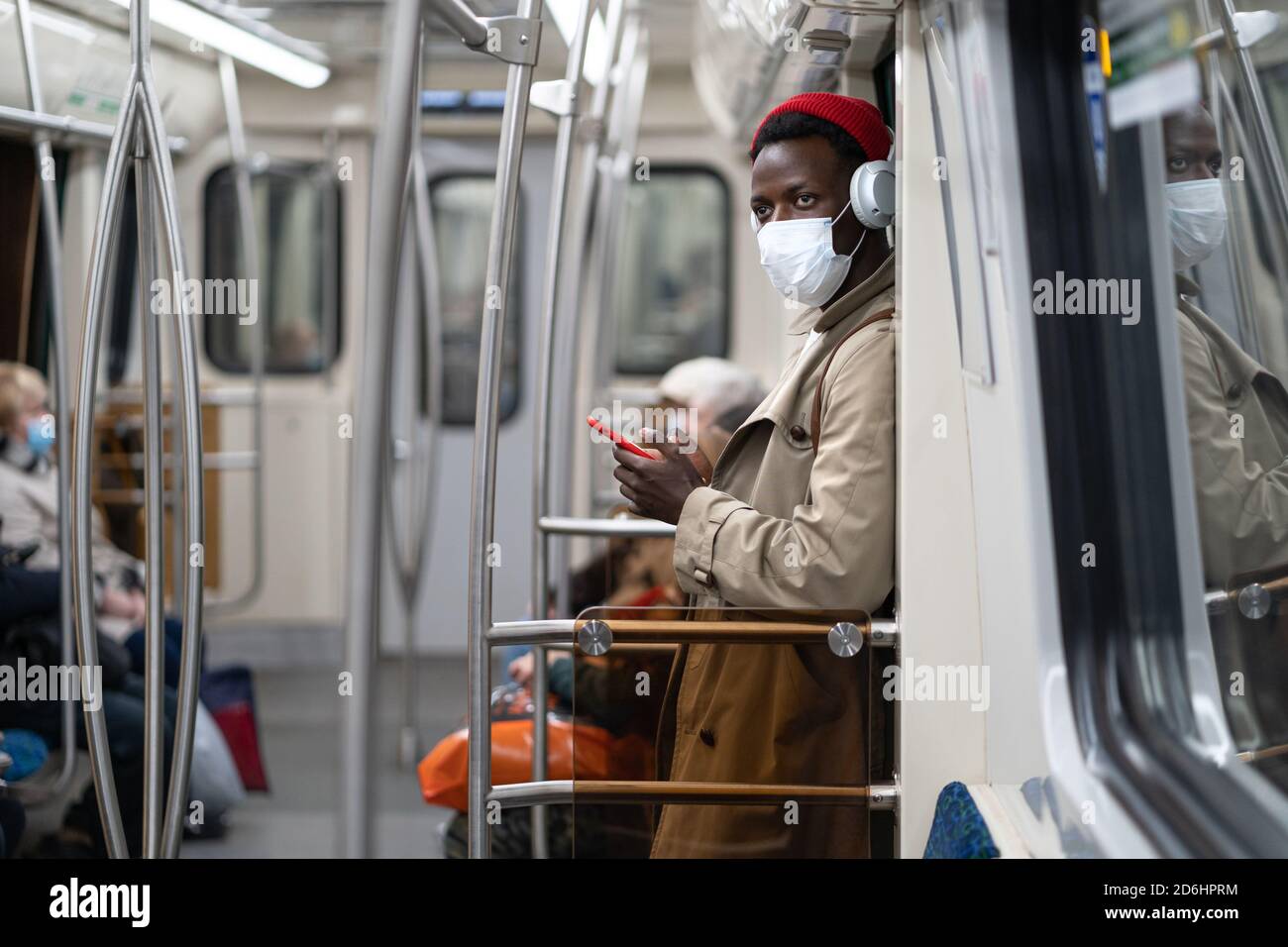 Passenger in mask stand metro hi-res stock photography and images - Alamy