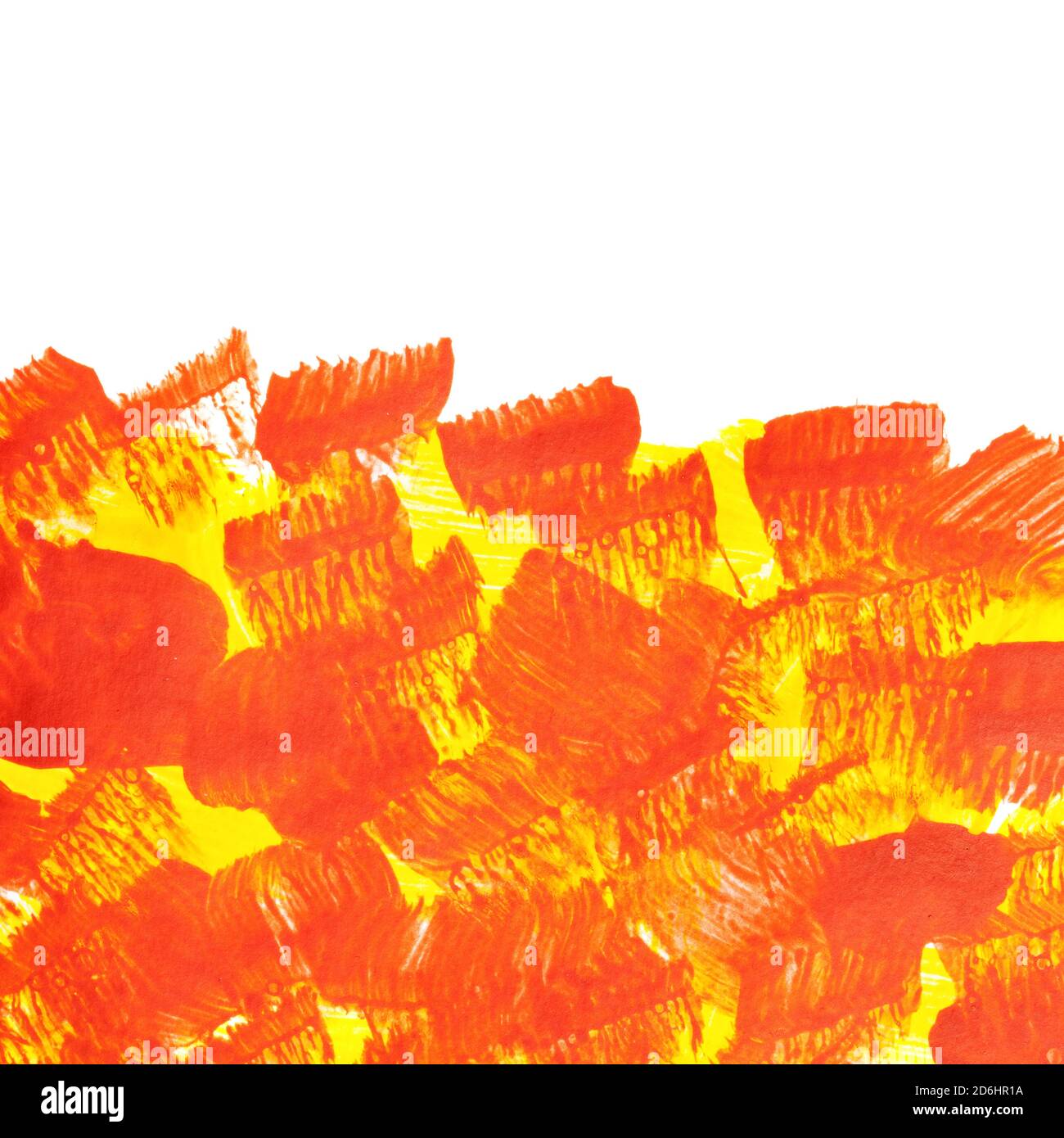 Red yellow texture by brush strokes with isolated edge. Hand drawn ...