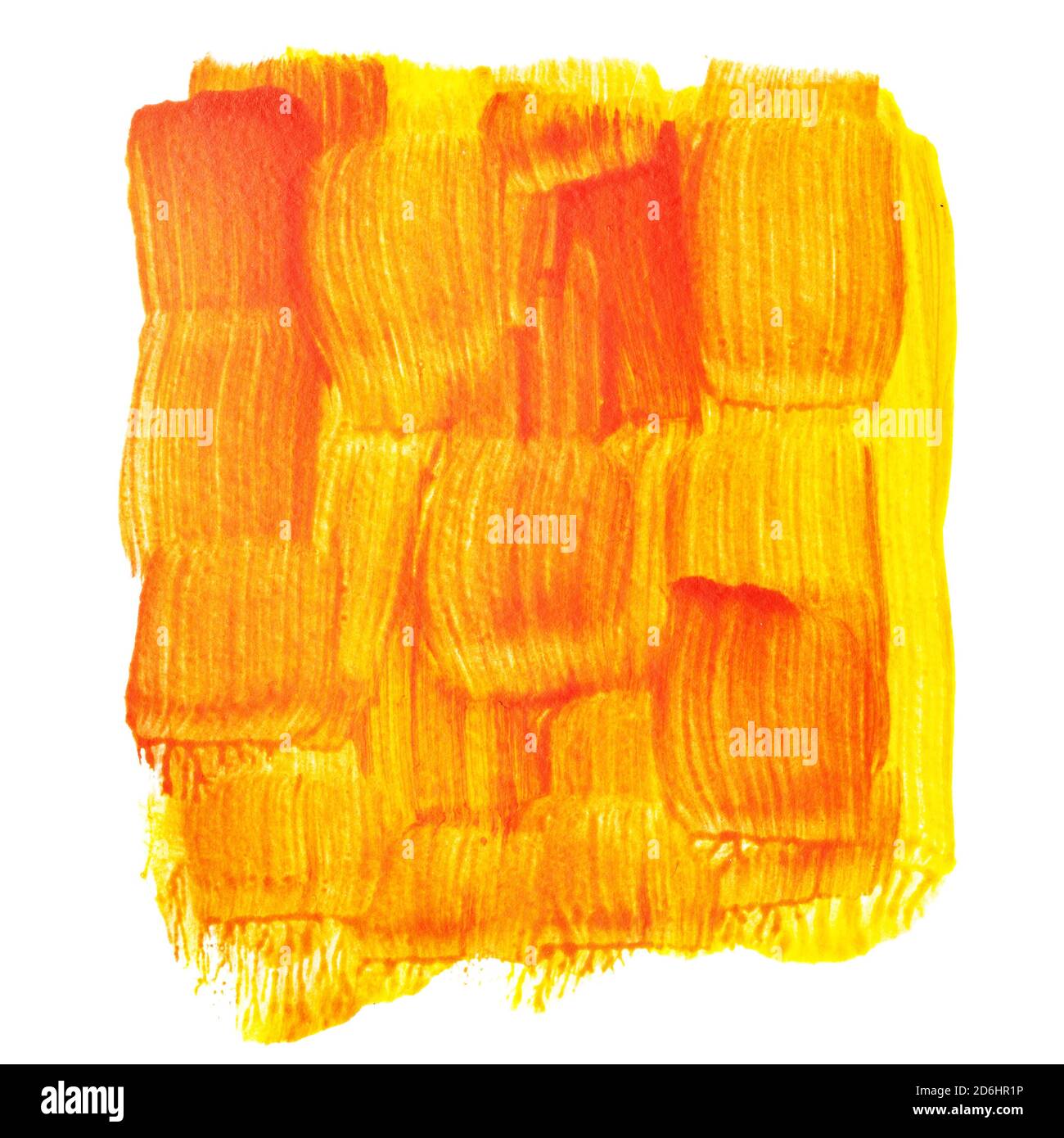 Yellow-orange square by brush strokes isolated on the white background ...