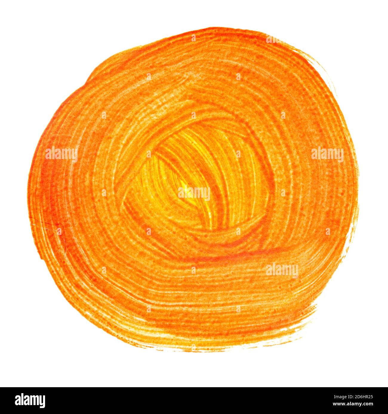 Orange circular brush stroke isolated on the white background Stock ...