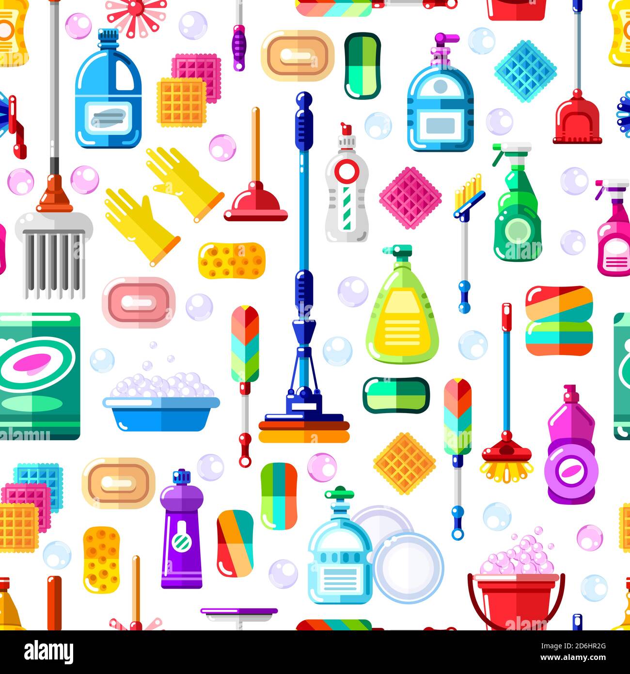 Cleaning tools seamless vector pattern. House cleaning and housework ...