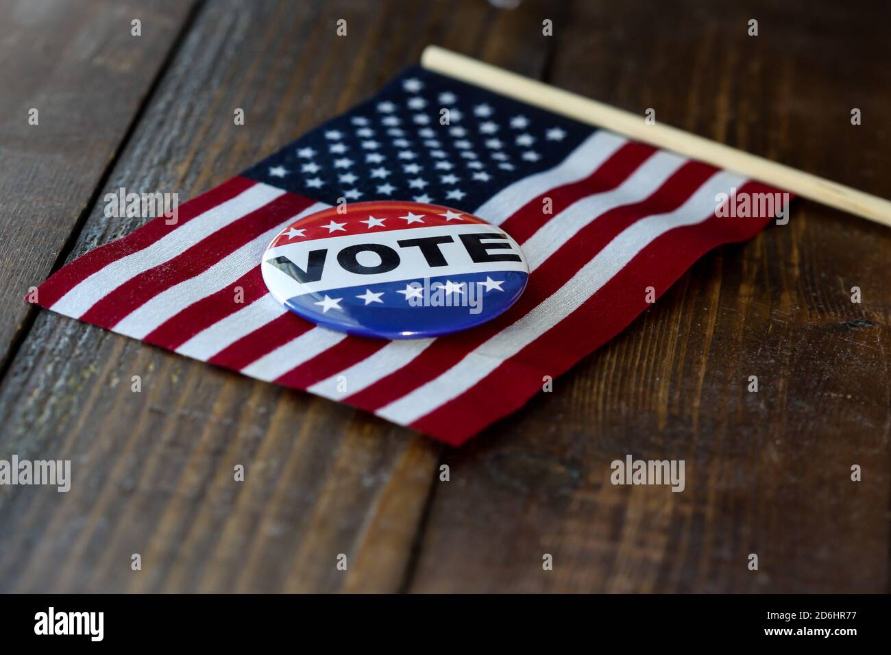 American flag with vote button Stock Photo - Alamy