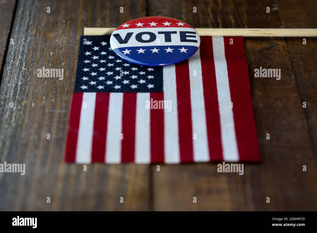 American flag with vote button Stock Photo - Alamy