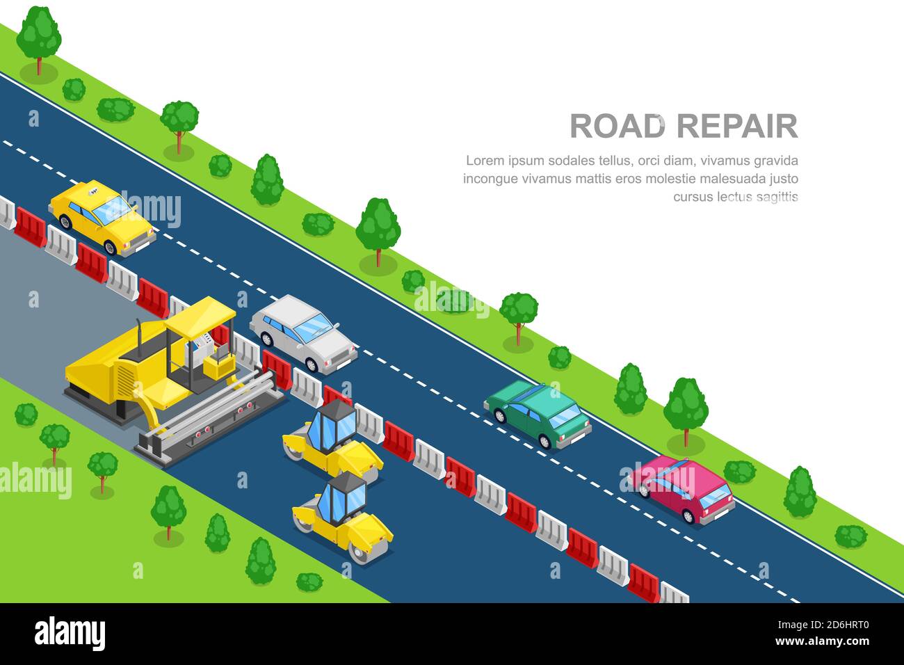 Work on road construction Stock Vector Images - Alamy