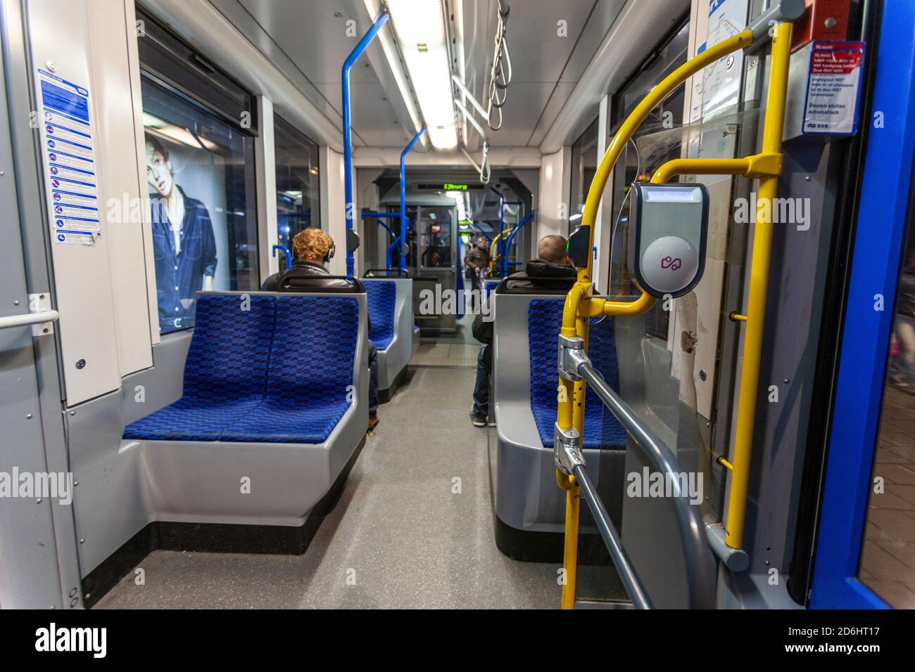 Interior of a tram wagon, Amsterdam, Netherlands Stock Photo - Alamy