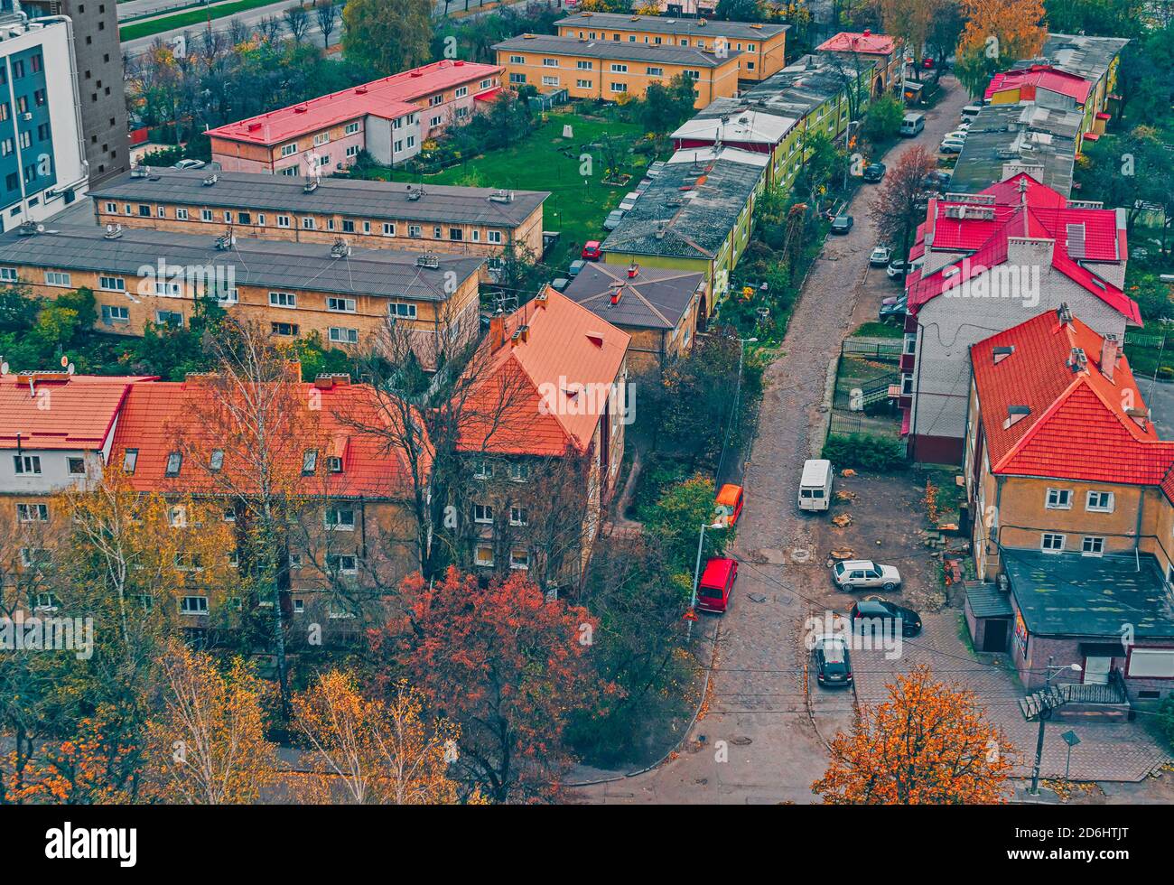 Aerial view of the old residential district. The outskirts of ...