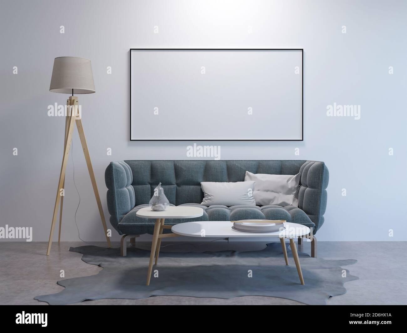 3d rendering of new mock up pattern in contemporary interior with sofa ...