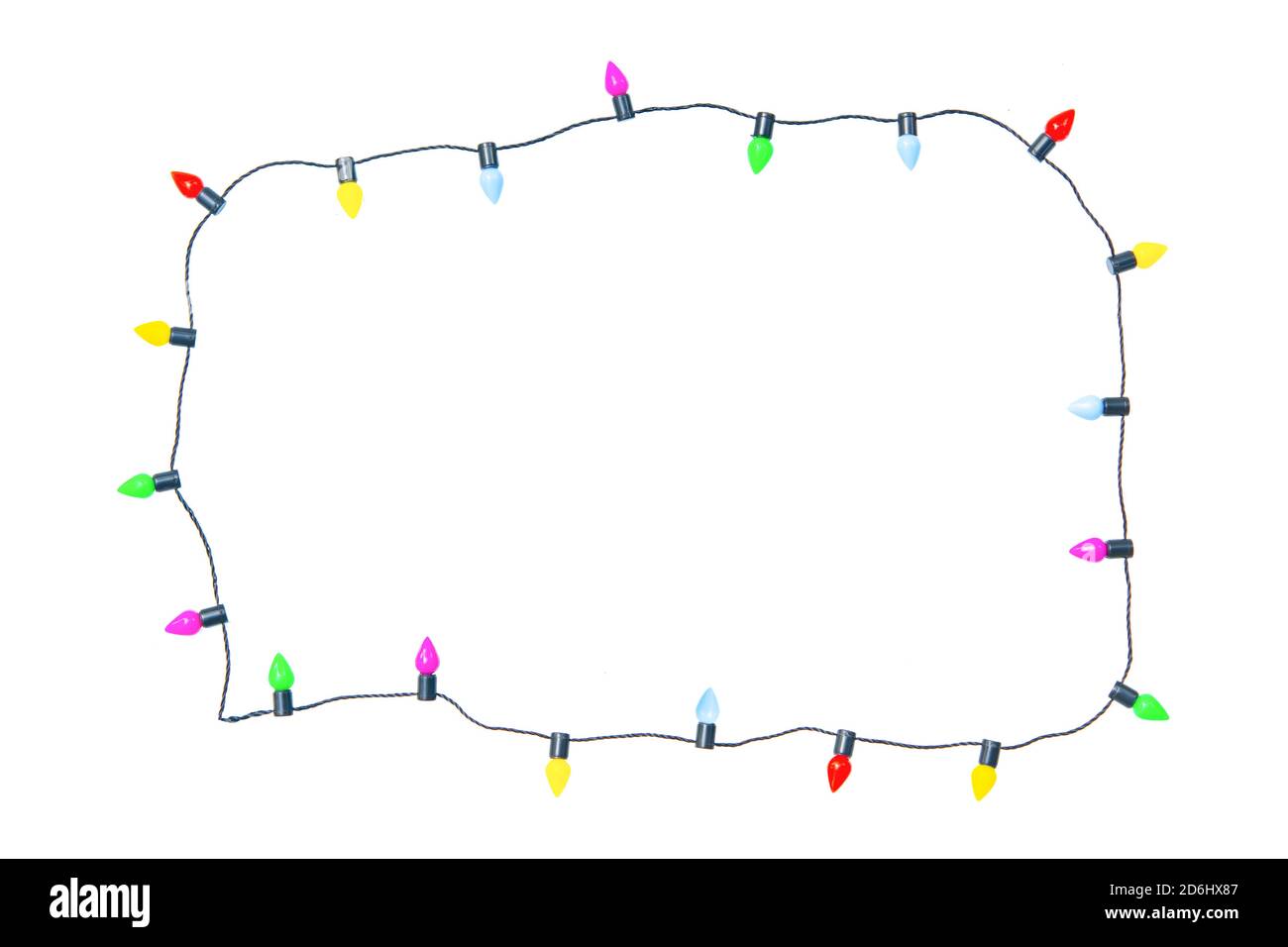 Christmas lights string frame isolated on white background With ...