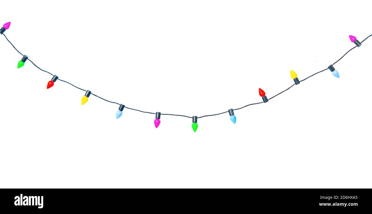Christmas lights string isolated on white background With clipping path ...