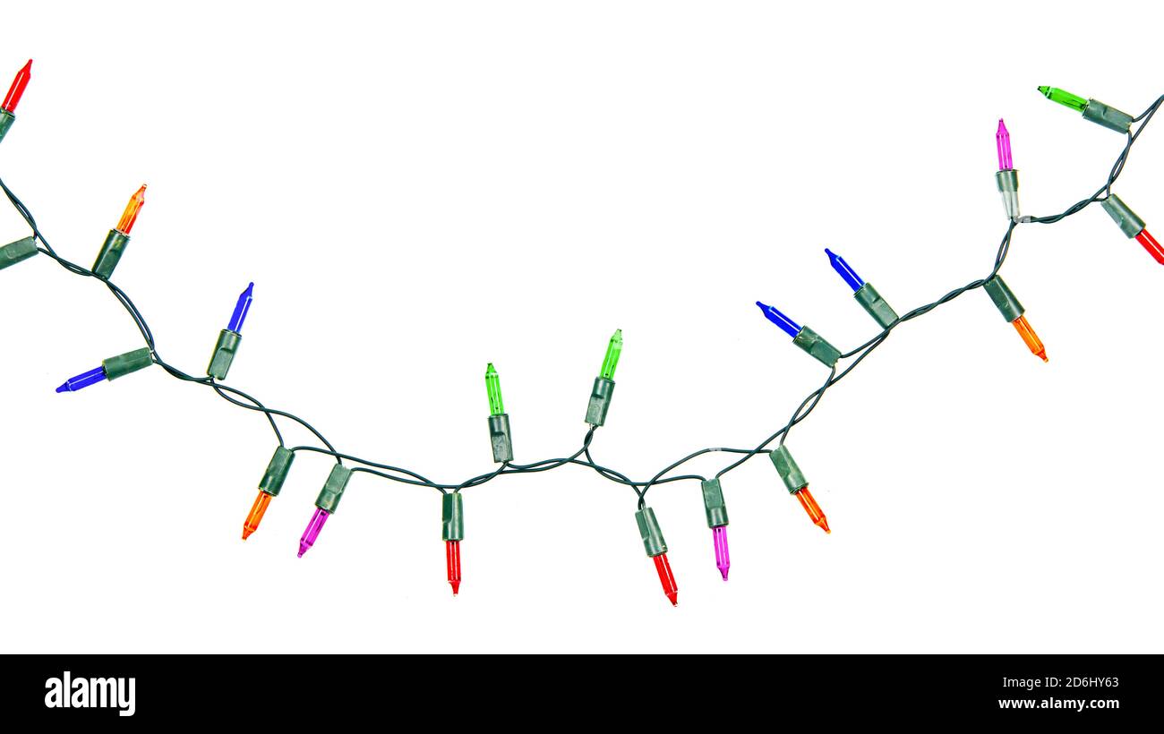 Christmas lights string isolated on white background with clipping path ...