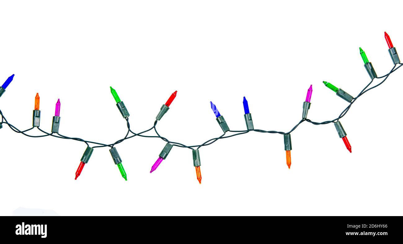 Christmas lights string isolated on white background with clipping path ...