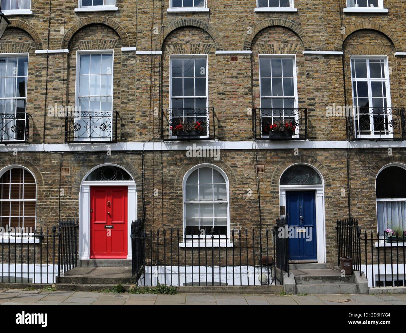 Classic London architecture. The houses made of brick and the the ...