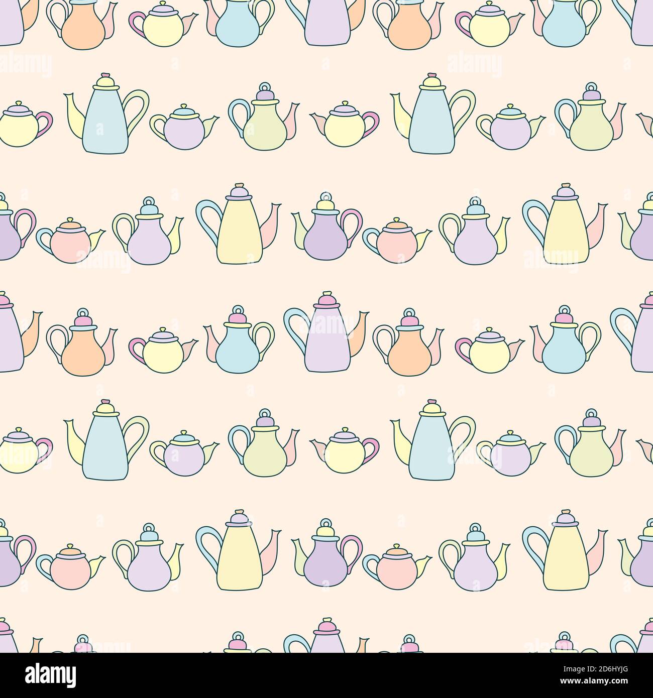 Vector teapots pastel seamless repeat pattern background, happy colors Stock Vector Image & Art ...