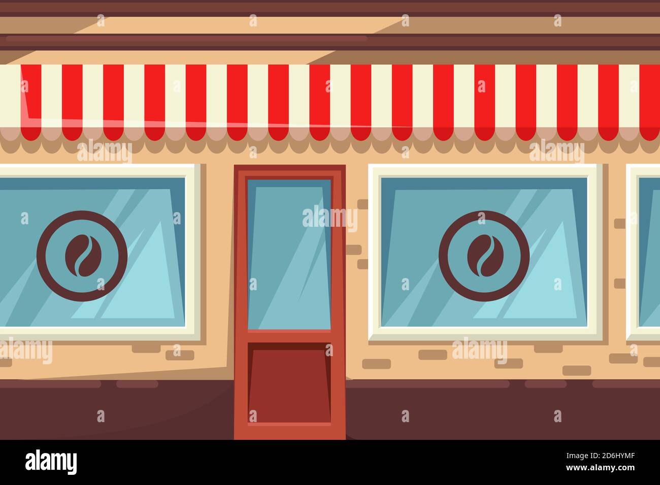 Seamless horizontal background with street cafe, bakery or coffee shop ...