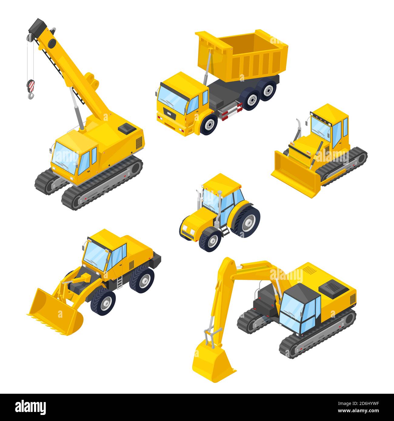 Special machinery isolated icons. Vector 3d style isometric ...