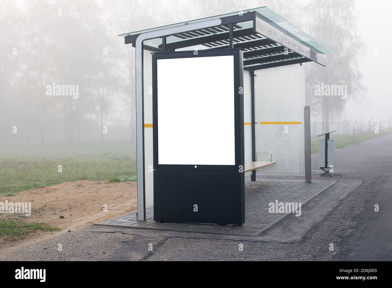 Banner for advertising at bus stop isolated Stock Photo - Alamy
