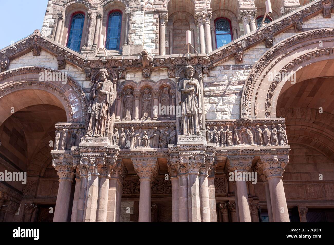 Facade sculptures made of Dedham Granite in Trinity Church in Copley ...