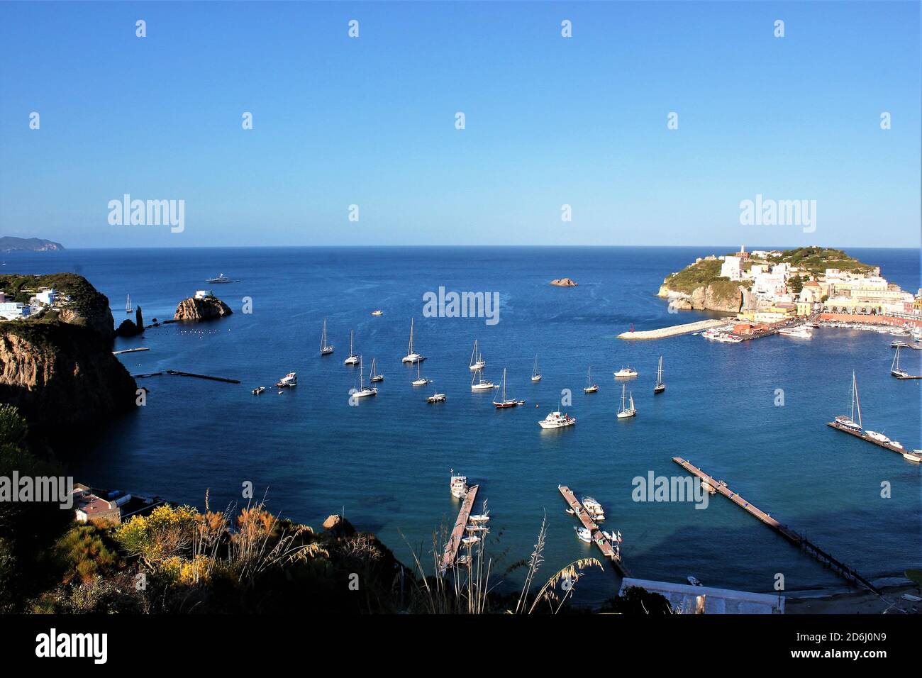 Ponza, Italy. The panoramic view on the port of Ponza Island Stock ...