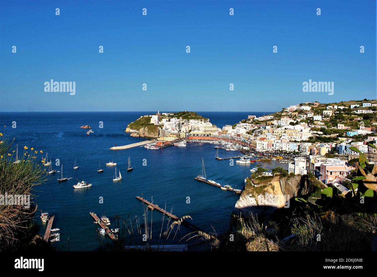 Ponza, Italy. The panoramic view on the port of Ponza Island Stock ...