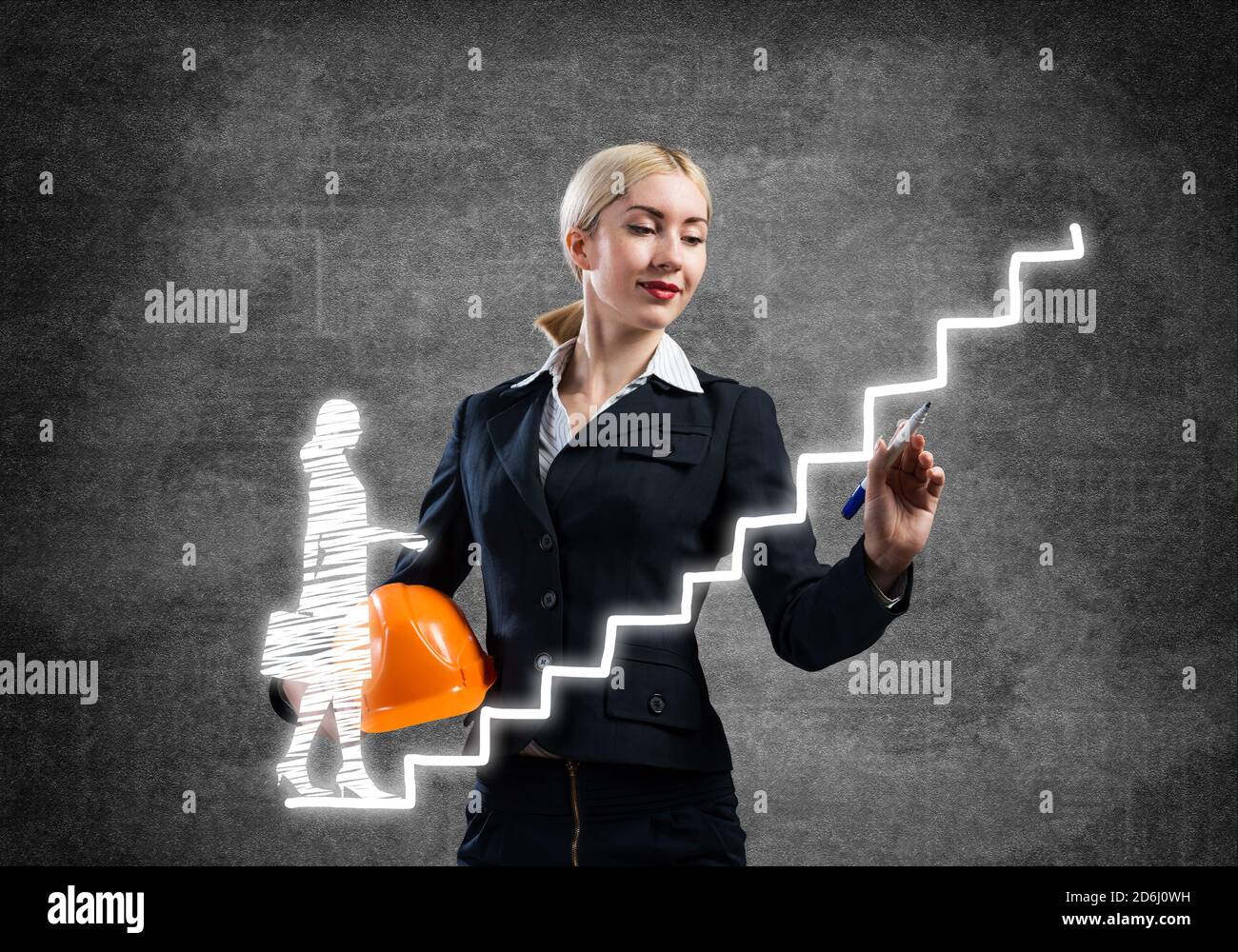 Business lady drawing success graph of career Stock Photo - Alamy