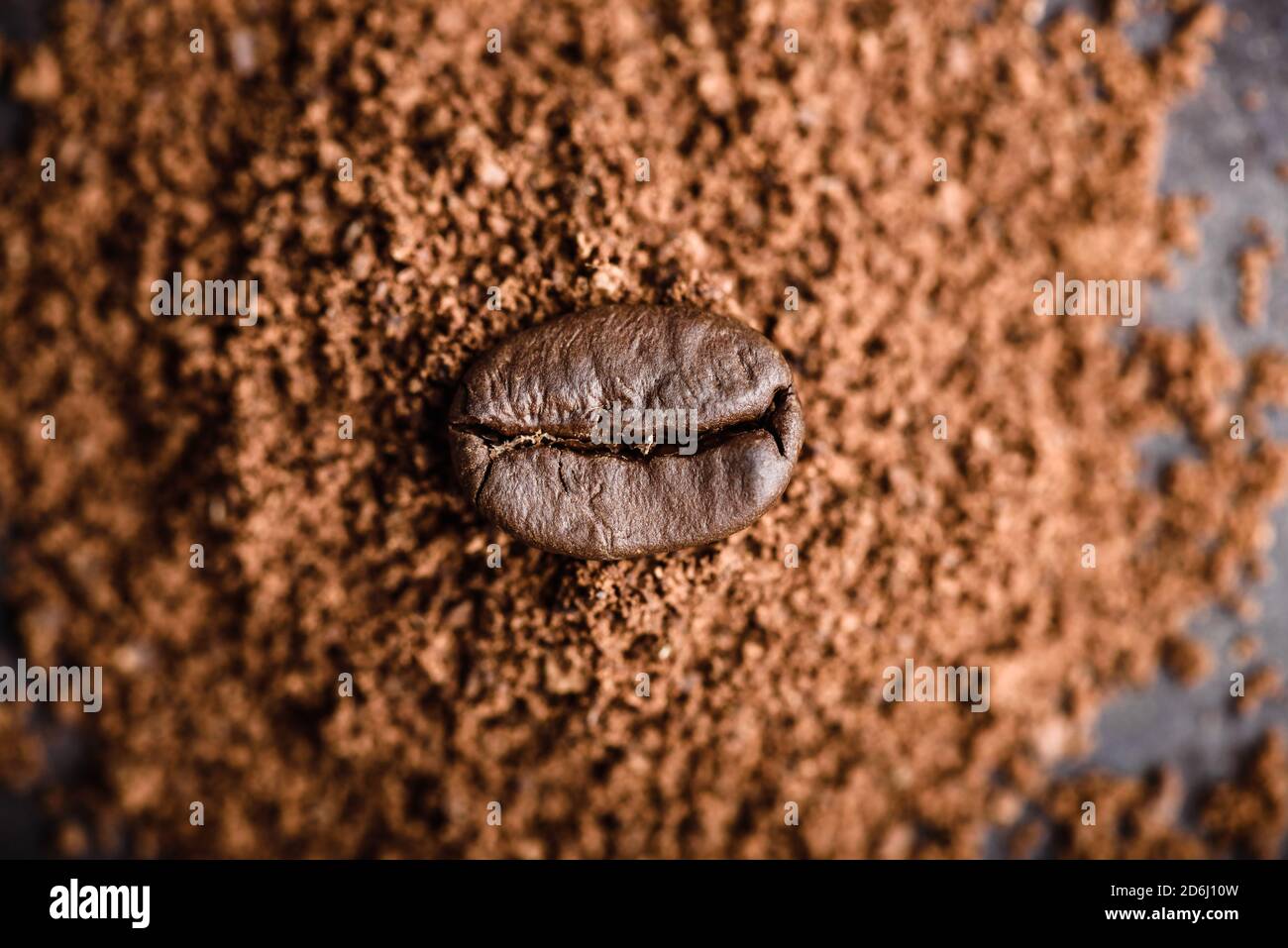 Coffee bean on heap of grinded coffee Stock Photo - Alamy