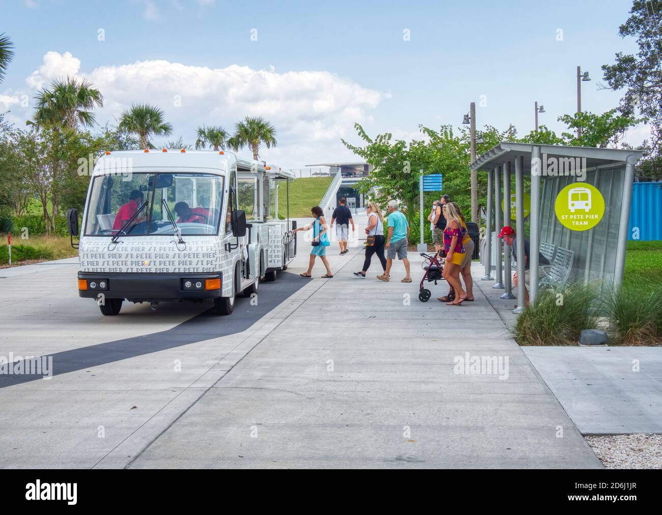St pete Pier Tram on the new rebuilt St Pete Pier in St Petersburg ...