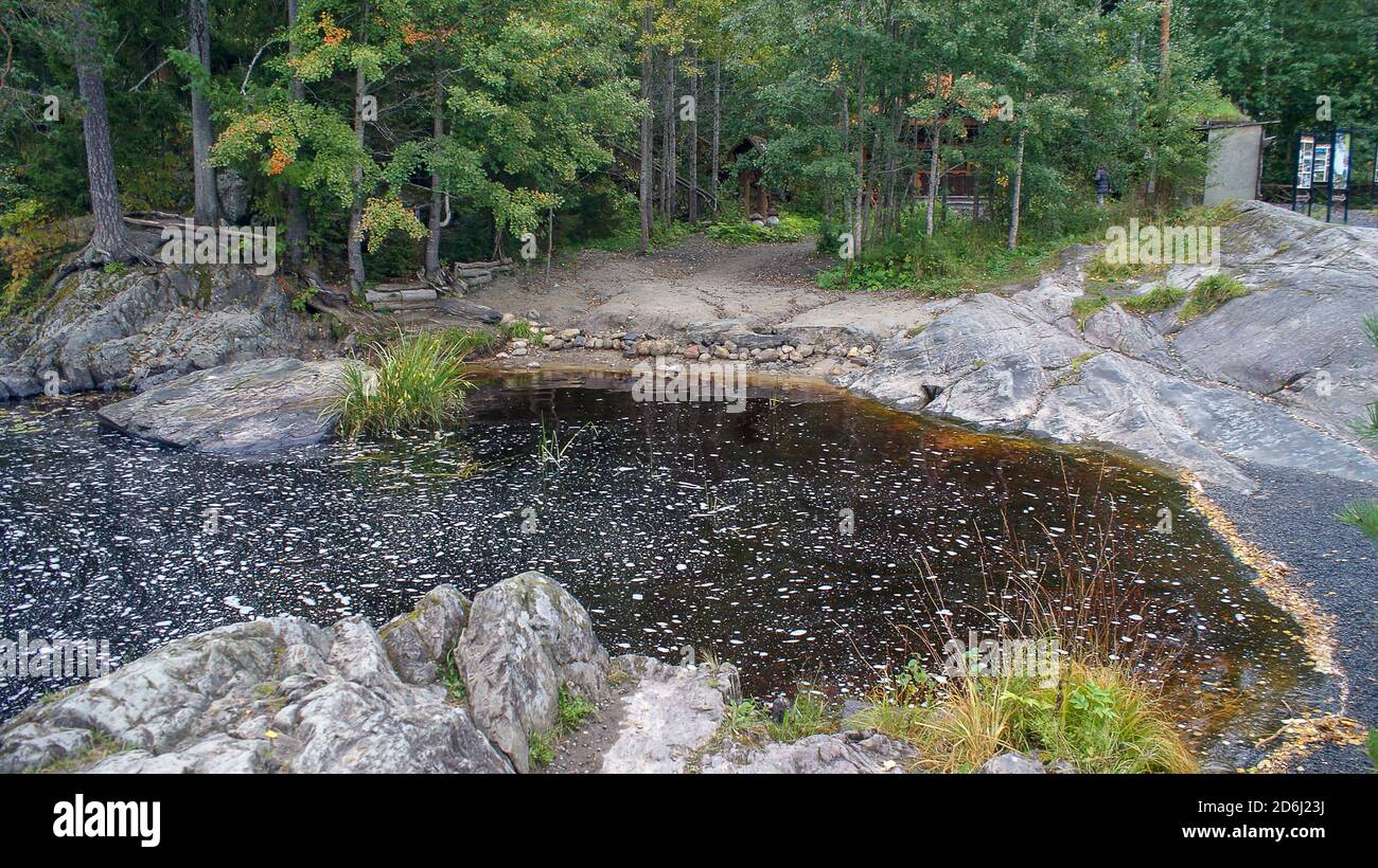 Ruskeala Falls. Wonderful natural park in northern Russia, Republic of ...