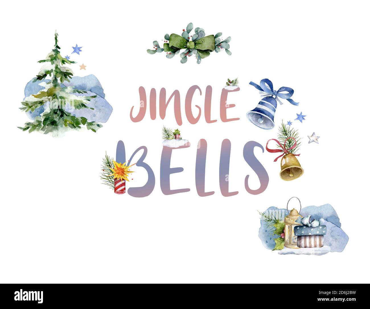 Jingle bells sign icon decorated with shiny golden bell and green ...