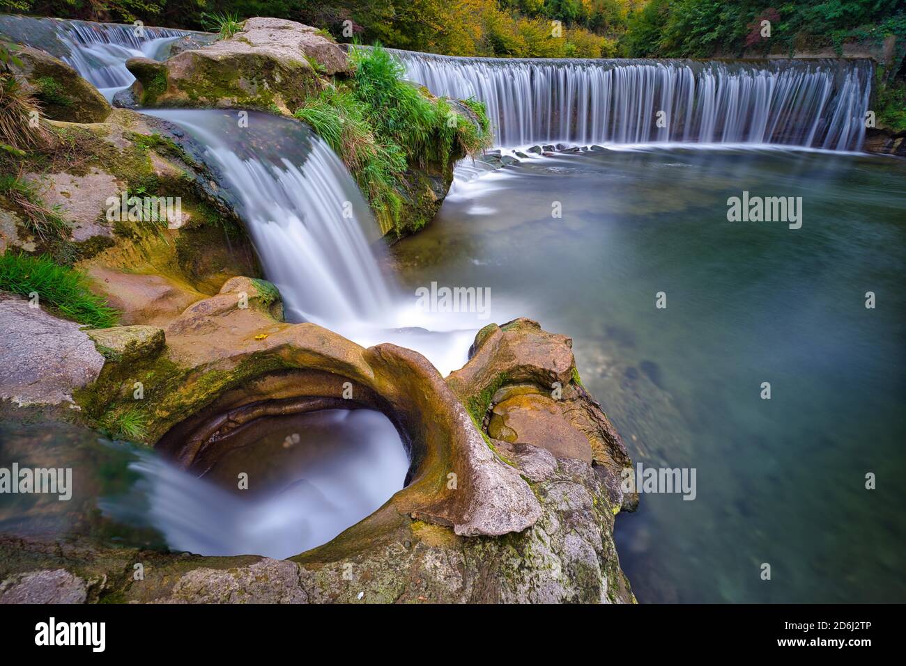 Monkey gorge with waterfall on the river Toess, Winterthur, Canton ...