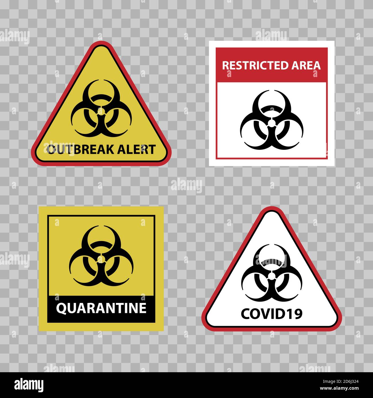 Biohazard warning sign, covid 19 outbreak alert sign, vector ...