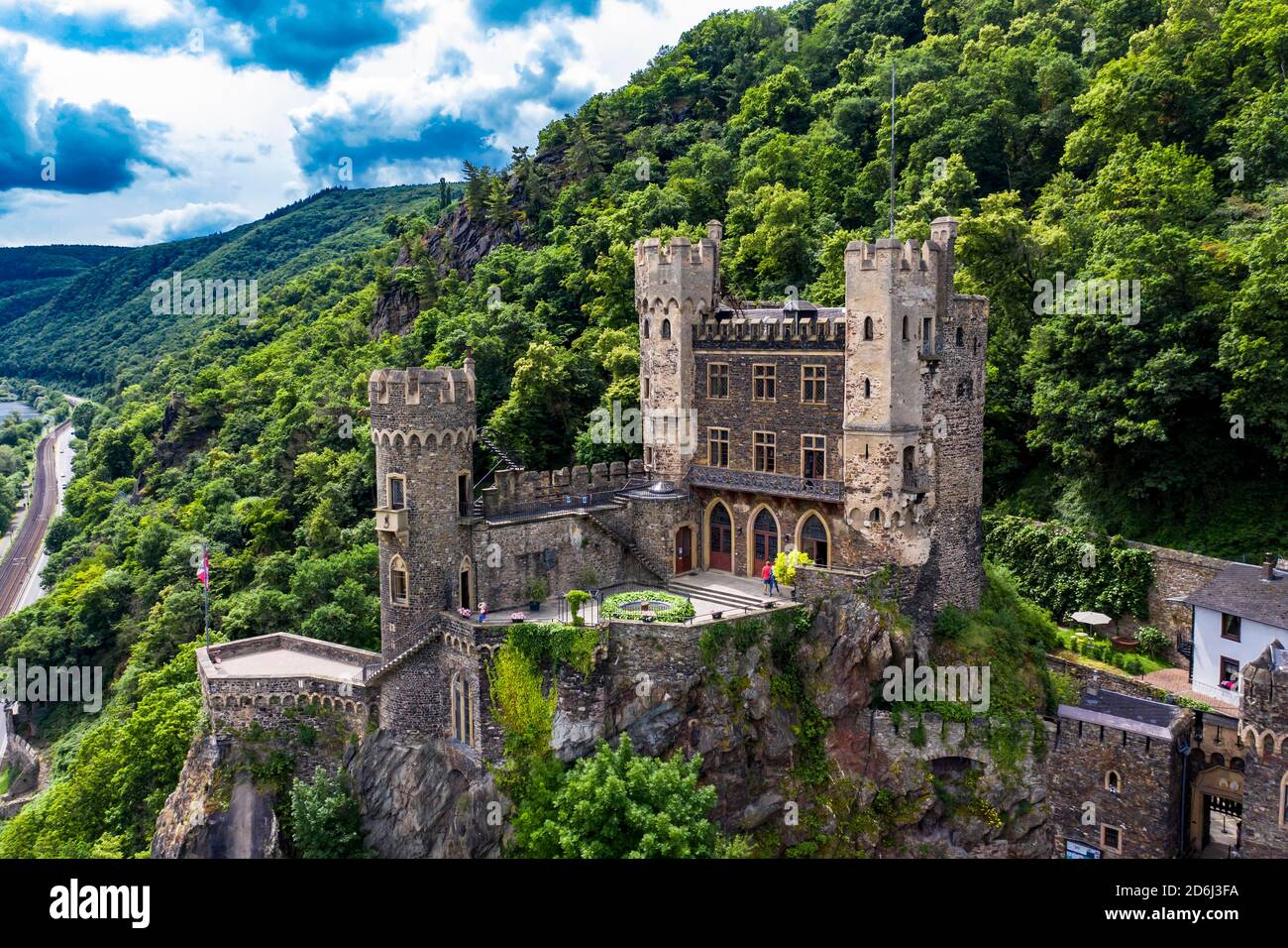Aerial view of burg rheinstein hi-res stock photography and images - Alamy