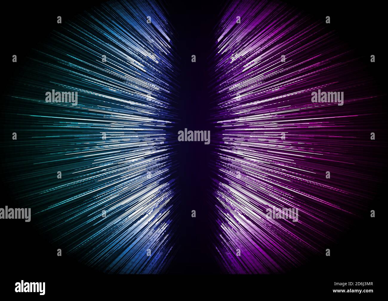 Abstract many blue, pink and purple perspective lines on black ...