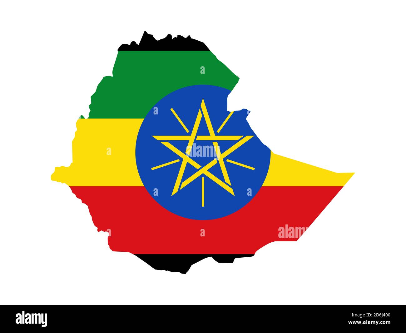 Flag in form form of the geographical country, Ethiopia, Sub-Saharan ...