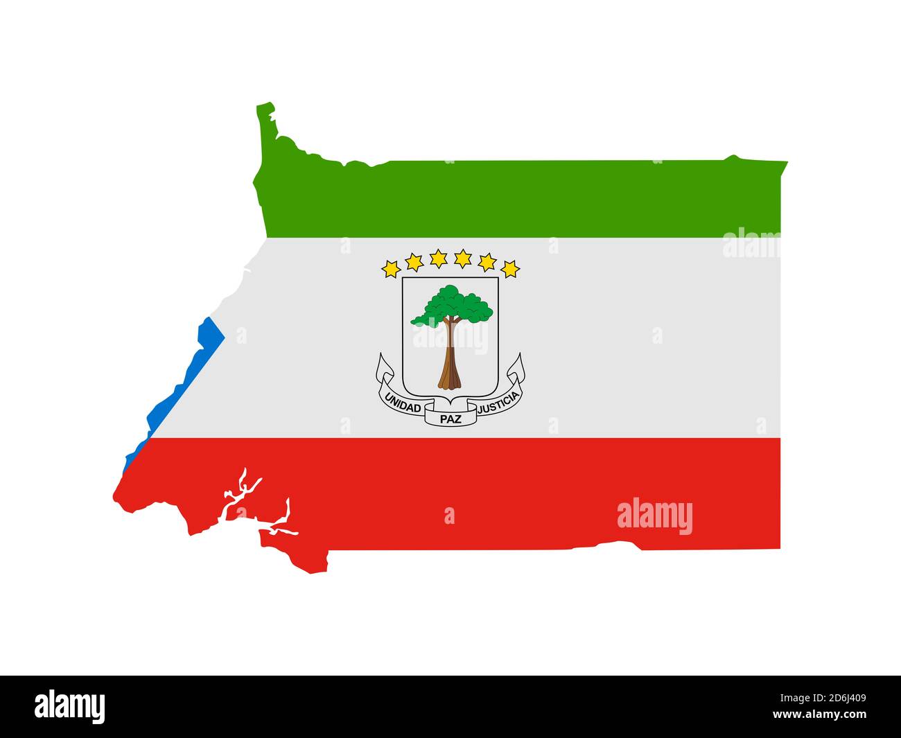 Flag in form form of the geographical country, Equatorial Guinea, Sub ...