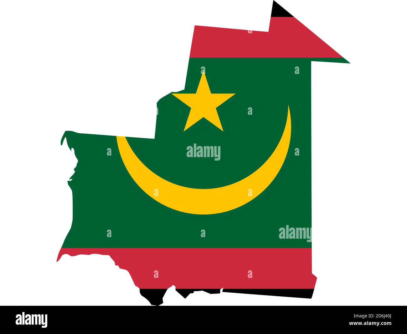 Flag in form form of the geographical country, Mauritania, Sub-Saharan ...
